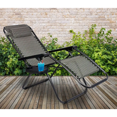 Садове Крісло Шезлонг до 120 кг Складаний Шезлонг для Дачі Zero Gravity XXL коричневий (з ...