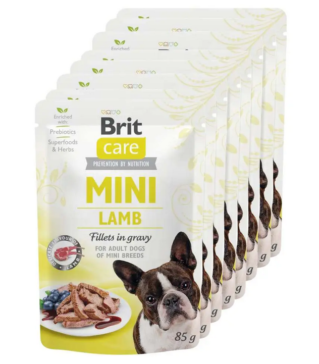 Brit Care Mini 85г набір паучів для собак дрібних порід 85г * 8шт (ягня ...