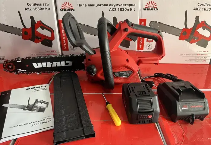 Пила ланцюгова акумуляторна Vitals AKZ 1830n Kit безщітковий двигун 18v ...