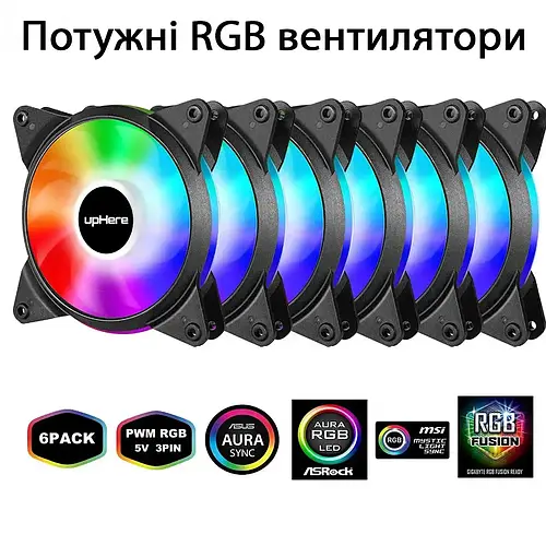 Мощный кулер RGB для охлаждения помещения и корпуса ферм вентилятор для майнинг и пк с ...