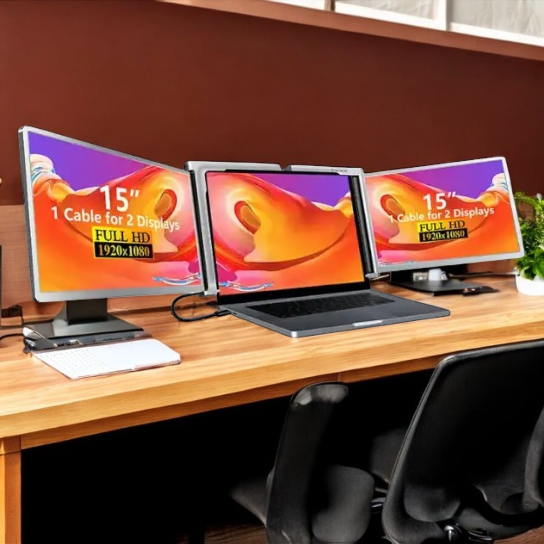 Портативный 15-дюймовый монитор с двойным дисплеем и подключением через ...