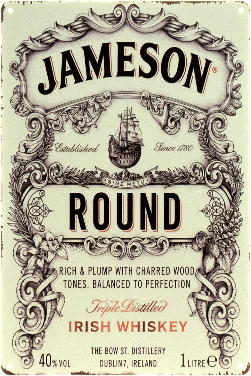 Металлическая табличка / постер "Элитная Традиция Jameson Round Irish ...