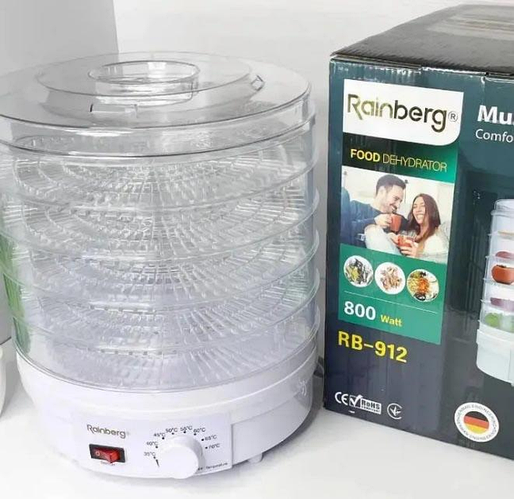 Електрична сушарка для фруктів і овочів на 5 секцій Rainberg RB-912, Дегідратор електросушарка ...