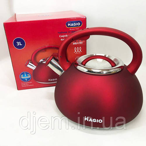 Чайник з нержавійки з бакелітовою ручкою Magio MG-1193 3 л, Чайник зі свистком з PT-374 ...