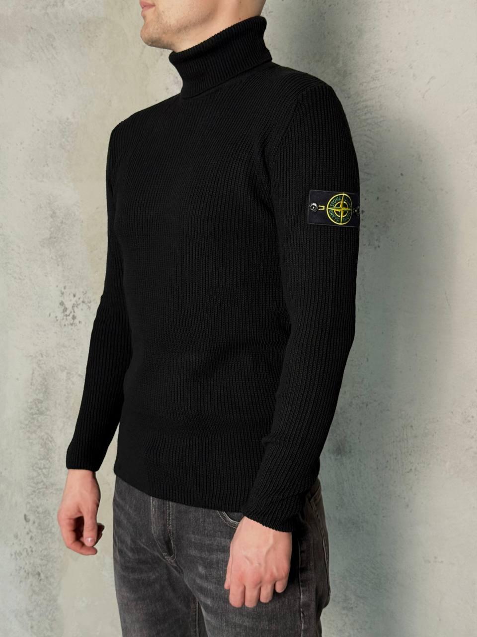 Stone Island гольф чоловічий Чорний светр Stone Island Чоловічий гольф ...