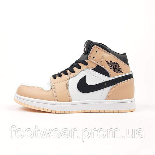 Nike Air Jordan 1 високі білі з чорним та пудрой (ID#2400528326), ціна ...