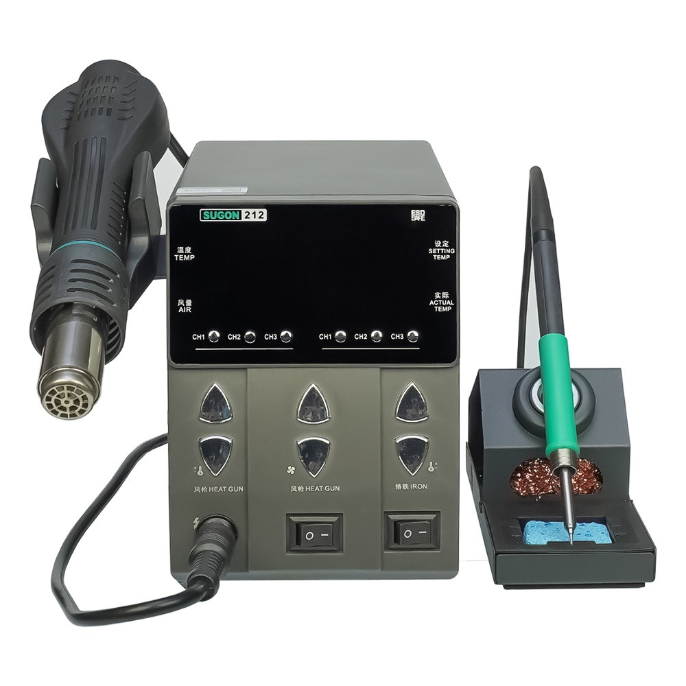 Паяльная станция Sugon 212 (паяльник T12, 3 канала памяти, 200C - 450C, фен 100C-500C,760W ...