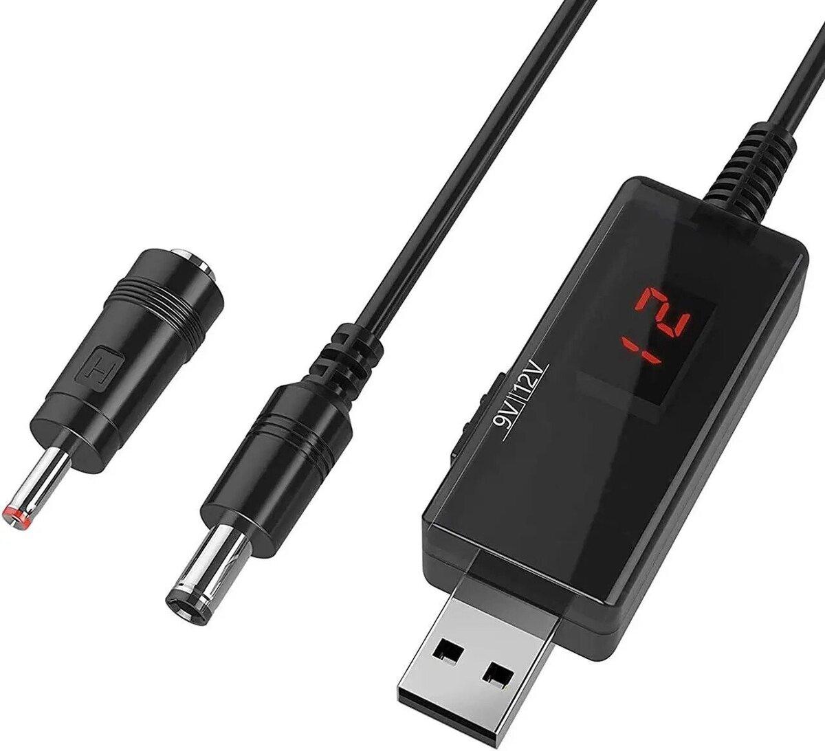 Кабель-перетворювач для роутера 1м USB DC 5 V to 9 V/12 V (0,8А, 1А ...