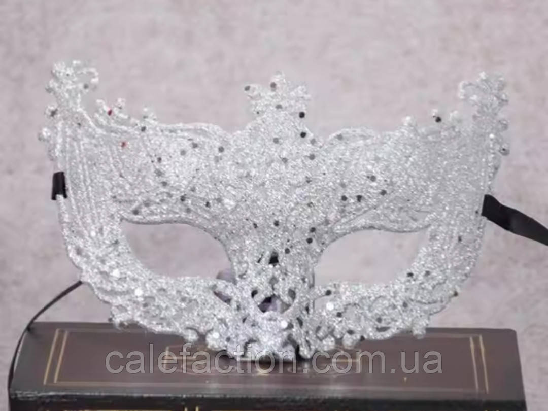 Ажурная кружевная маска с пайетками , карнавальная серебряная маска (ID ...