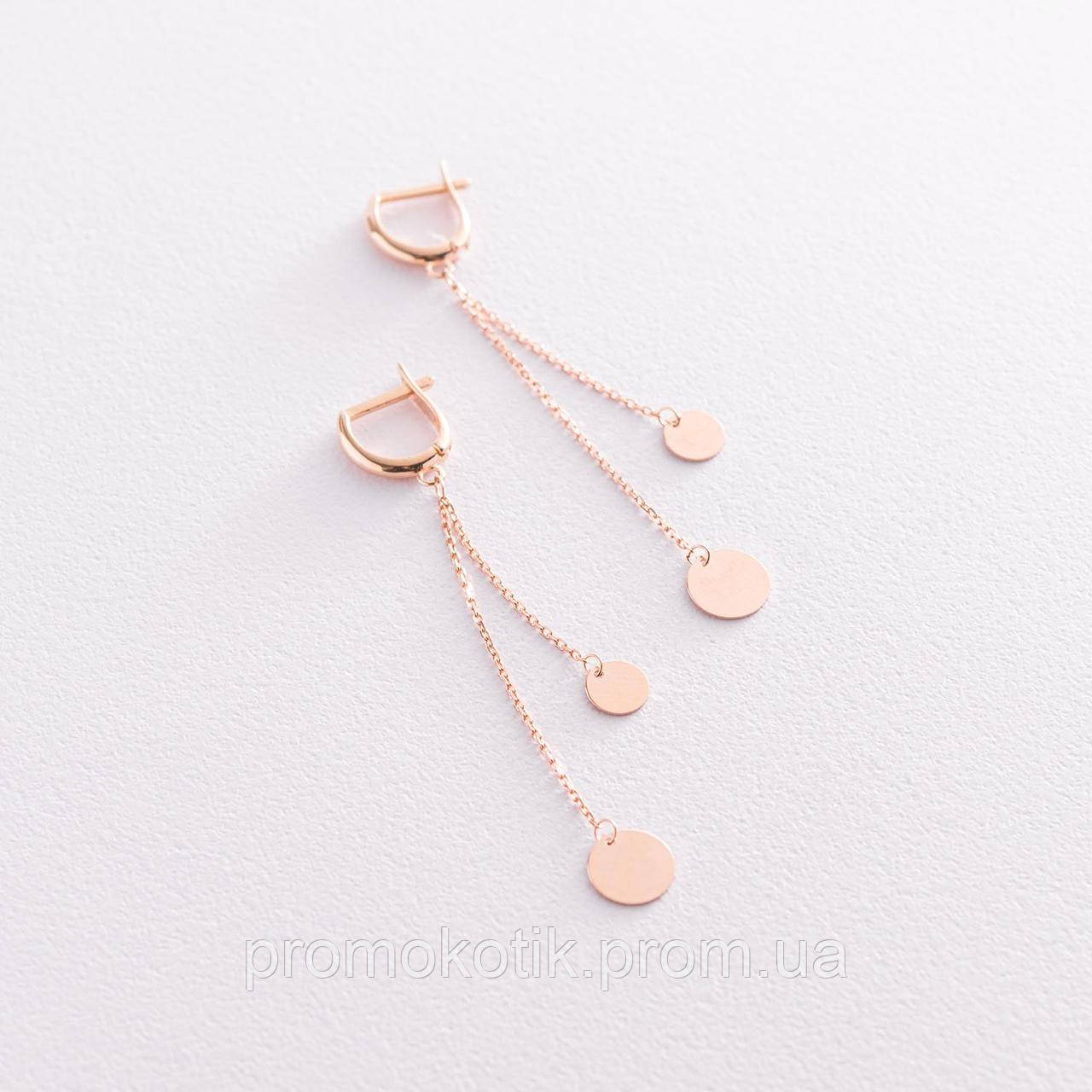 Золотые серьги Монетки на цепочке с07386 Оникс, 6734763 - 582 (ID ...