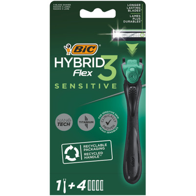 Бритва Bic Flex 3 Hybrid Sensitive с 4 сменными картриджами ...