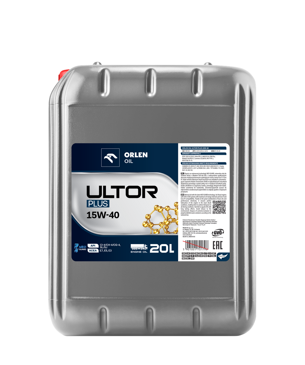 Моторна олива Ultor PLUS CI-4 20л 15W-40 Orlen Oil (ID#1770431916), ціна: 3806 ₴, купити на Prom.ua