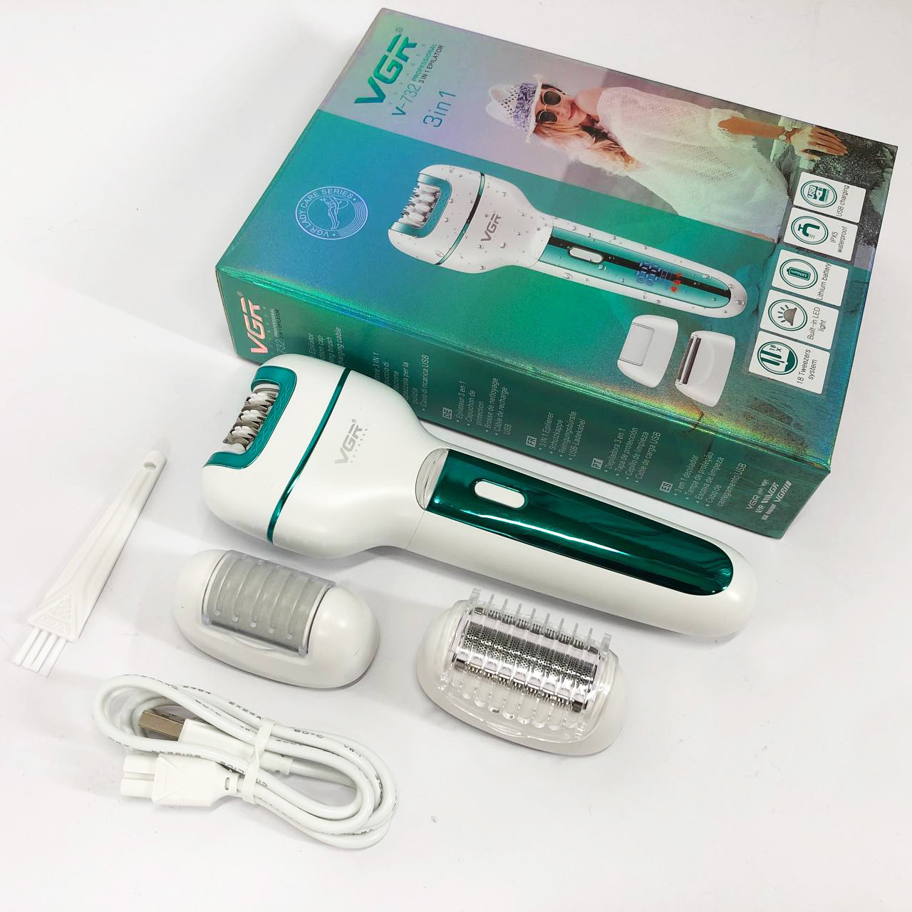 Насадки для педикюра для пяток VGR V-732, Эпилятор ручной многоразовый для SH-913 тела ...