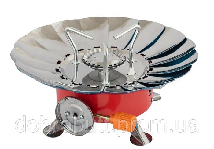 Плита туристична газова з п'єзопідпалом MASTERTOOL 2,8 кВт Silver and Red (44-5104), 8484598 241 ...