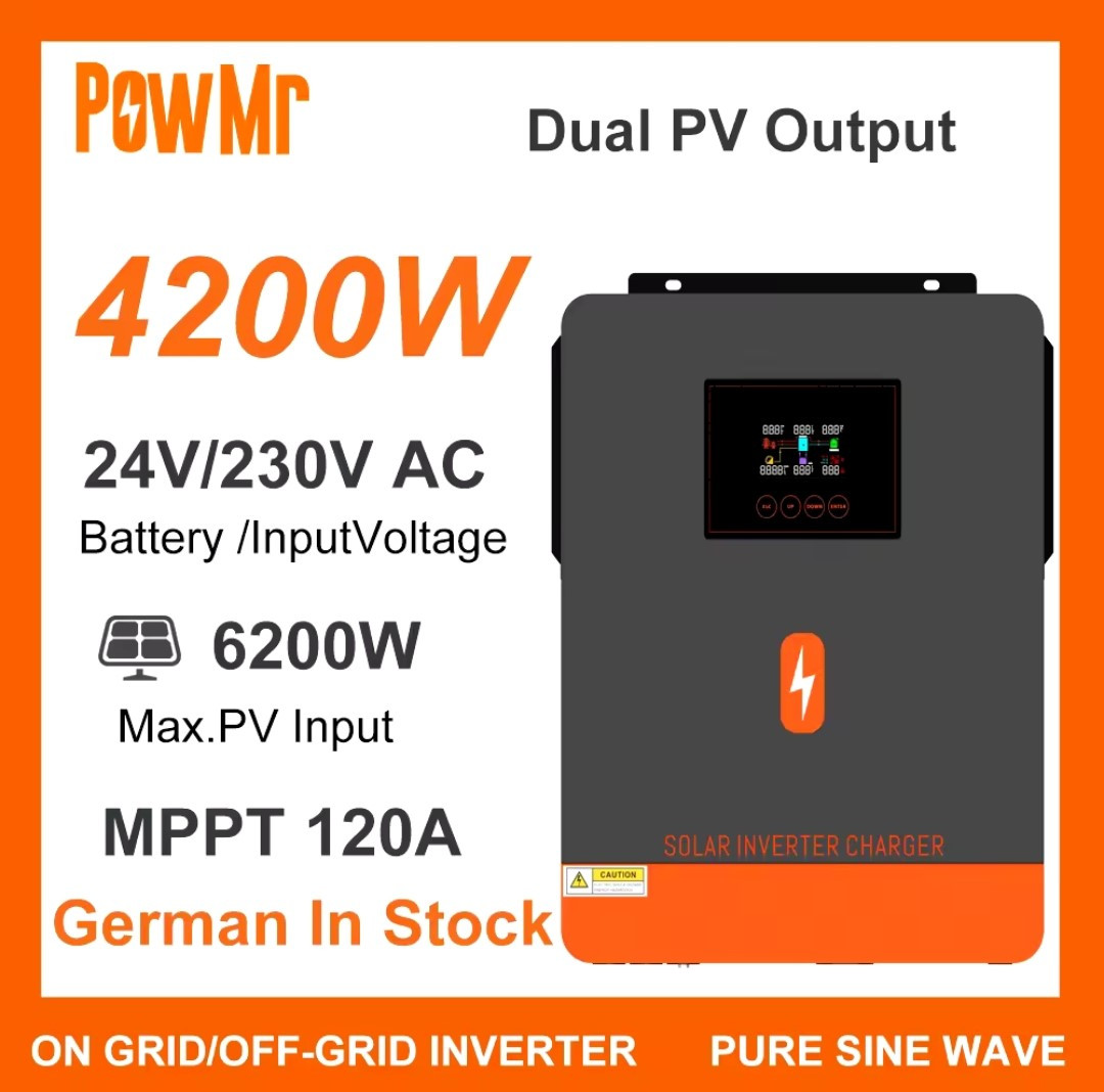 Гібридний інвертор PowMr 4.2Kw 24V 120A MPPT з чистою синусоїдою (ID#2412230310), ціна: 15700 ...