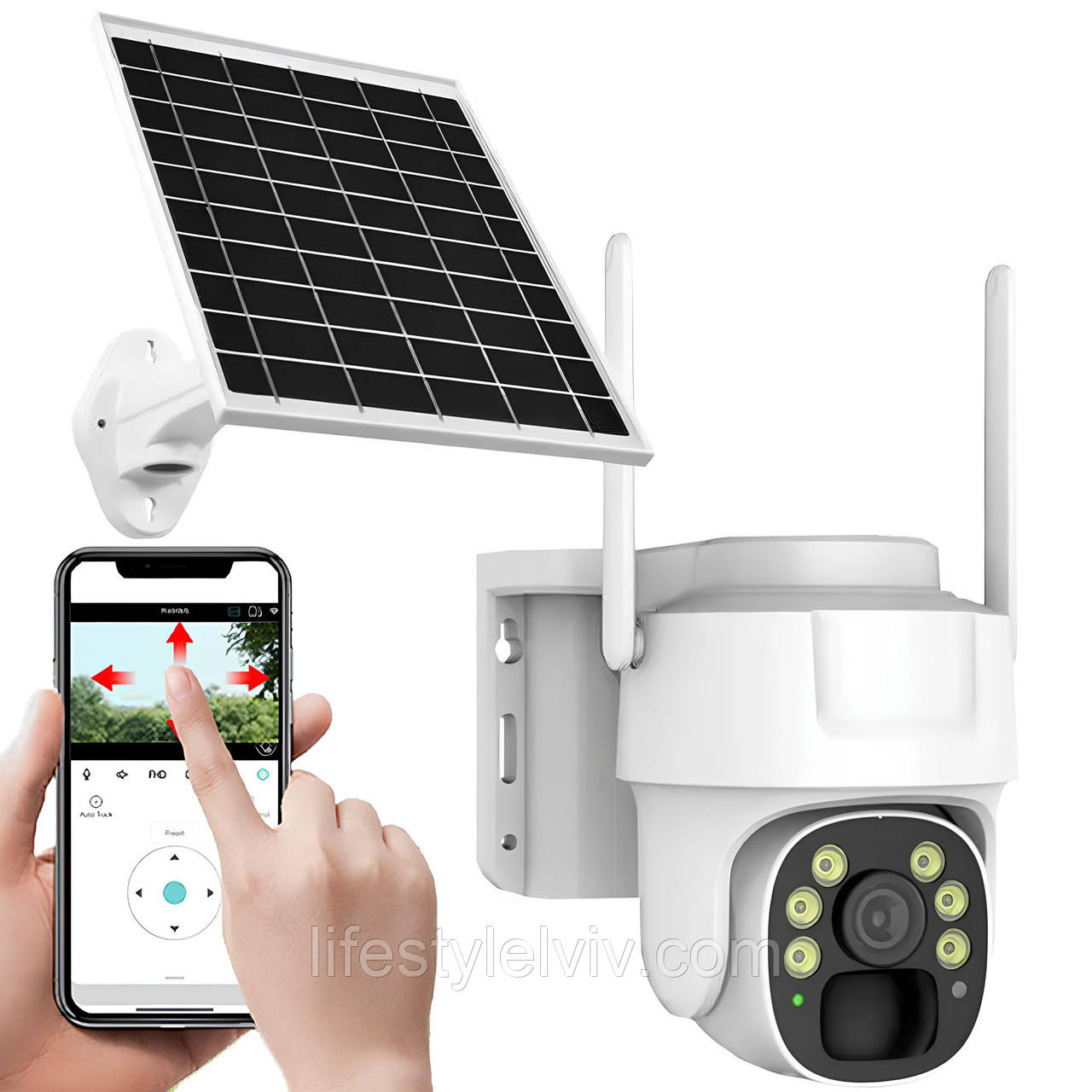 Уличная WiFi камера с солнечной панелью PTZ, 5Мп, HD, Y009 / Поворотная ...