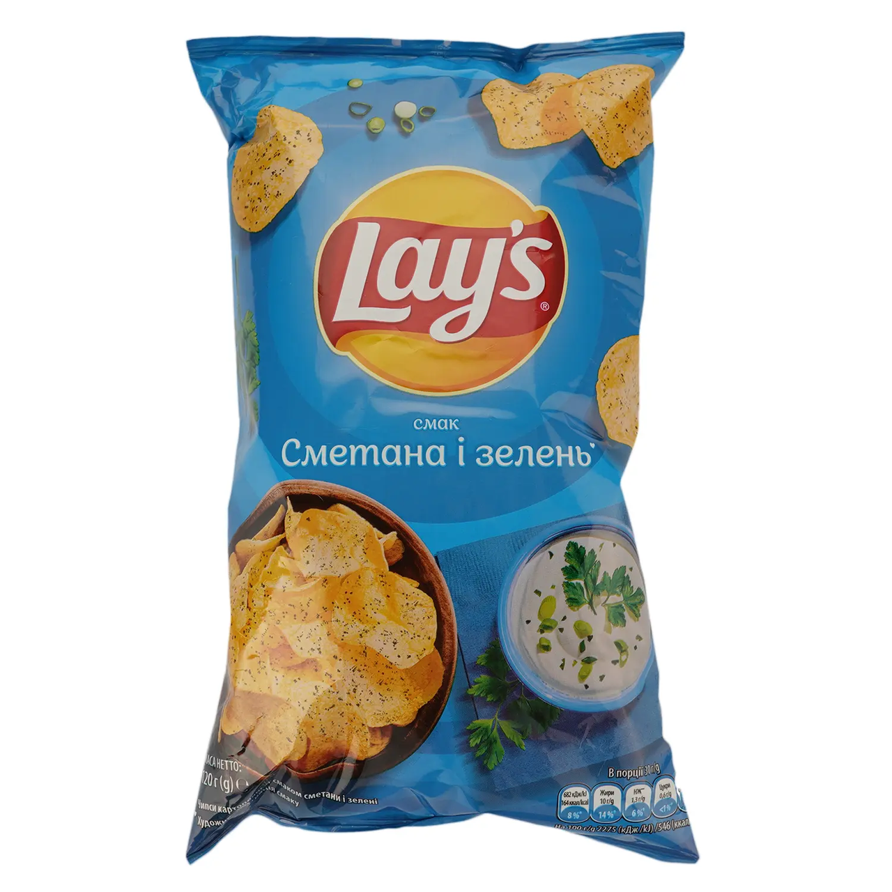 Чипсы Lay's со вкусом сметаны и зелени 120 г /5шт, цена: 352 ₴, купить ...