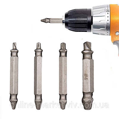 Набір насадок на шуруповерт 4 шт EASY OUT для видалення зламаних болтів ...