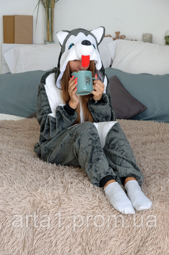 Кигуруми Хаски для взрослых подростка костюм пижама кегуруми для мужчины серого цвета кингуруми ...
