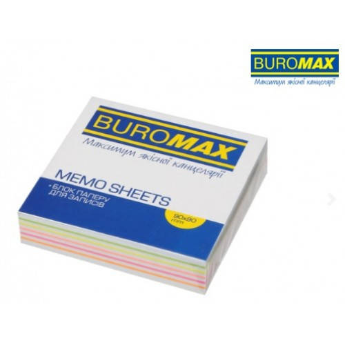 Блок бумаги BUROMAX 2240 д/заметок ЛЮКС РАДУГА NEON склеенный ...