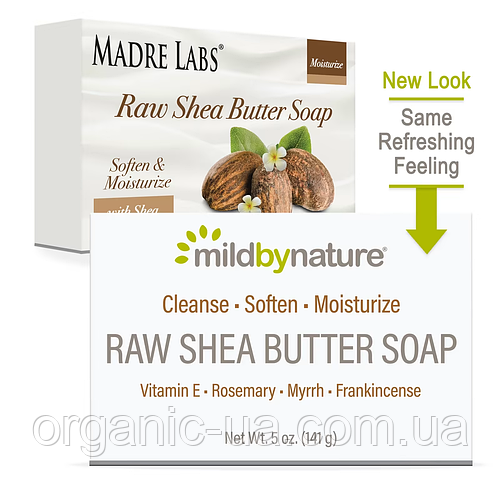 Mild By Nature, брускове мило з необробленим маслом ши, вітаміном E ...
