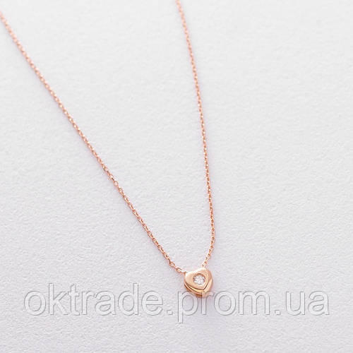 Золотое колье Сердечко с фианитом кол01204 Оникс 43, 6731001 - 639 (ID ...