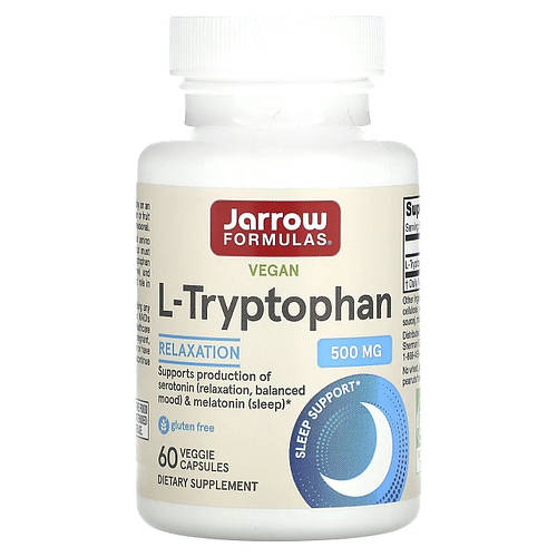 Триптофан (L-Tryptophan), Jarrow Formulas, 500 мг, 60 капсул (ID ...