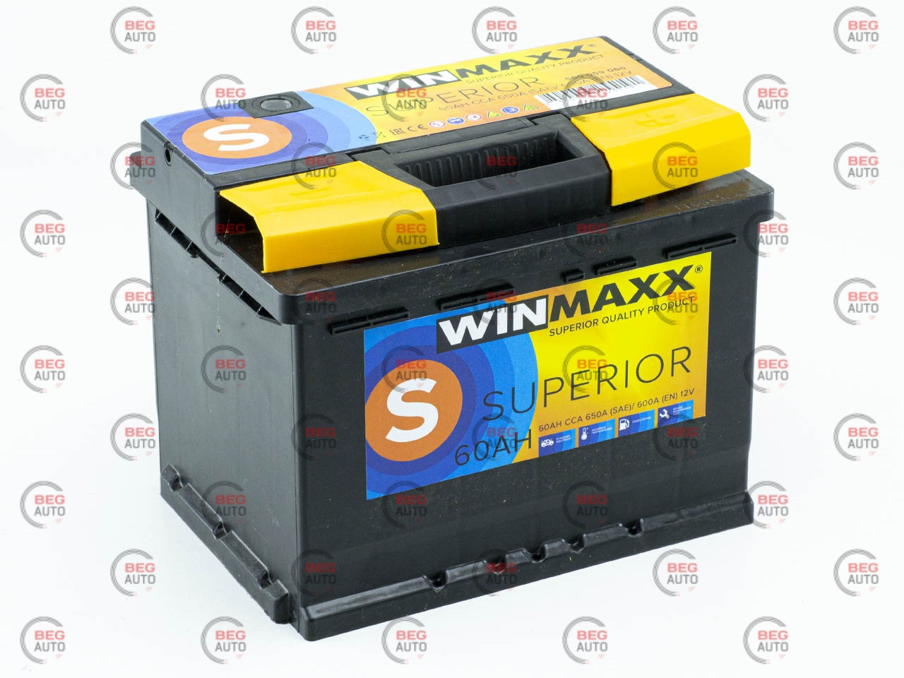 Аккумулятор WINMAXX 60Ач 600А SUPERIOR (L2) (0) Евро правый + (гарантия ...