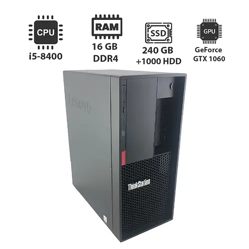 Игровой ПК Lenovo ThinkStation P330 Tower / Intel Core i5-8400 (6 ядер по 2.8 - 4.0 GHz) / 16 GB ...