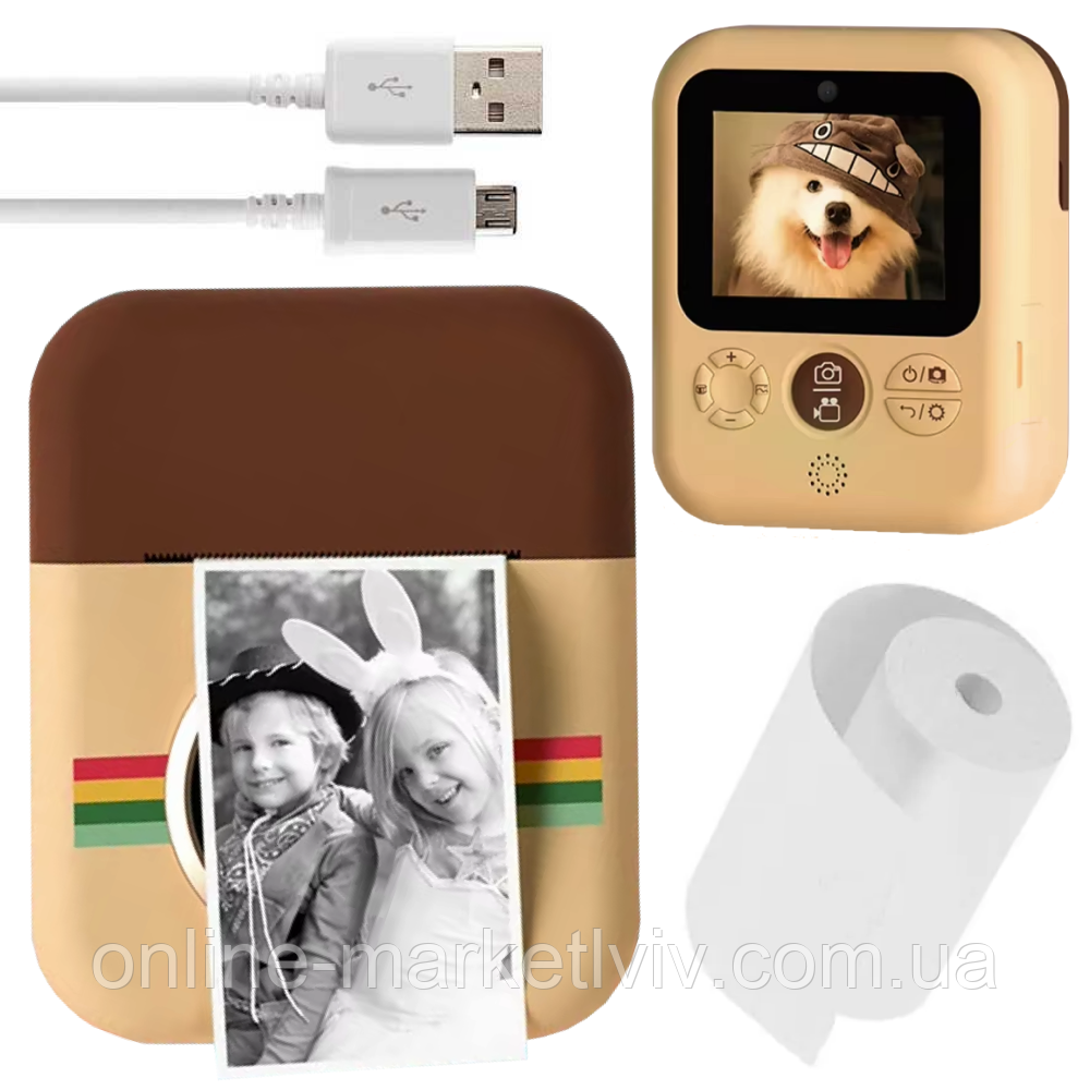 Купить Детский фотоаппарат с мгновенной печатью и USB + Термобумага 1шт ...