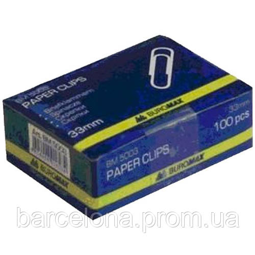 Скрепки канцелярские Buromax 33 мм, nickel-plated, 100 шт BM.5003 d (ID ...