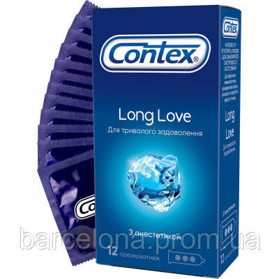 Презервативи Contex Long Love з анестетиком латексні з силікон. змазкою 12 шт. 5060040302545 d ...