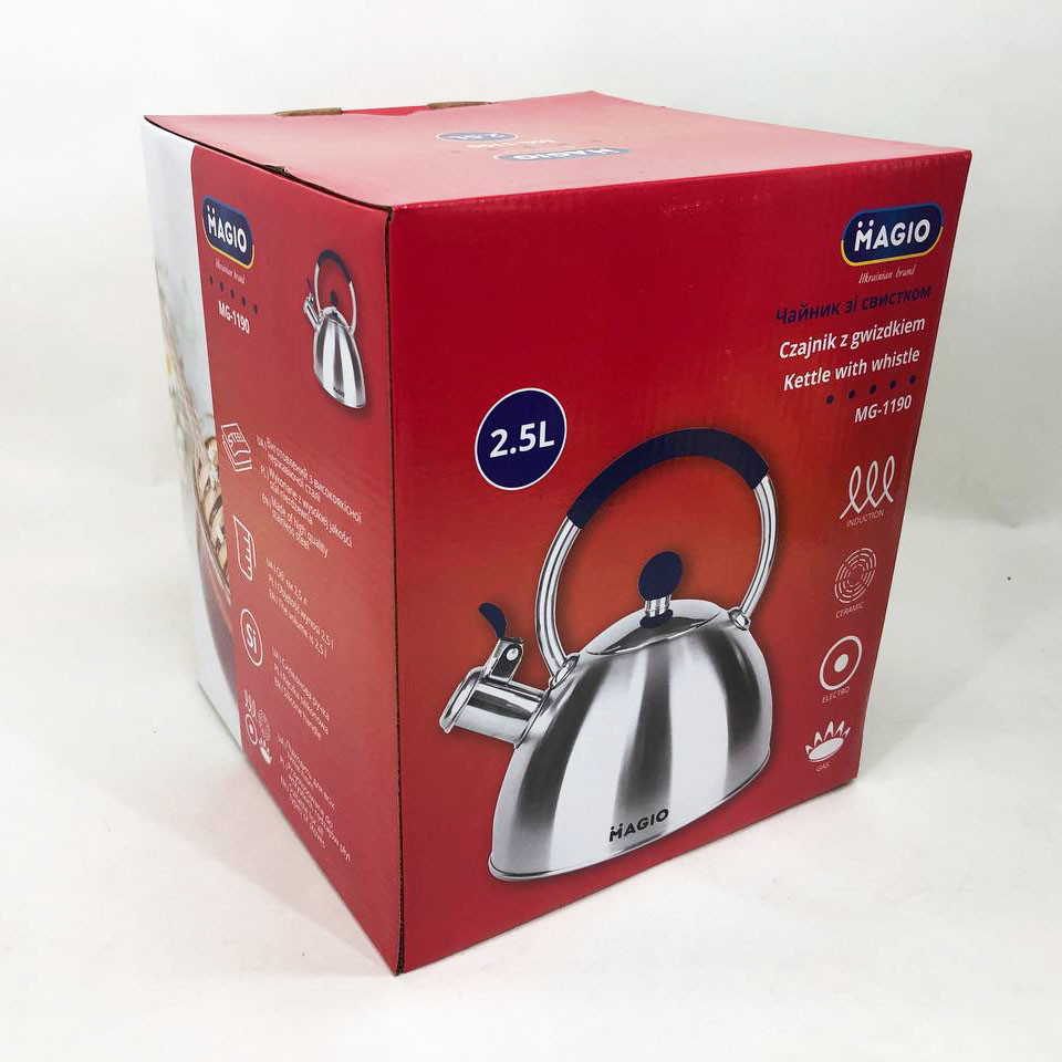 Гарний чайник зі свистком Magio MG-1190 2.5 л, Чайник для плити з гучним свистком, Чайники HO ...