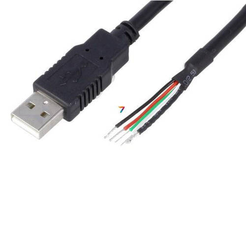 CAB-USB-A-1.0-BK Кабель, USB 2.0, вилка USB A, дроти, 1м, чорний ...