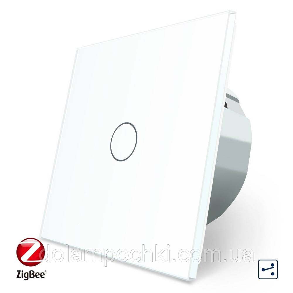 Сенсорный проходной Wi-Fi выключатель Livolo ZigBee белый стекло (VL ...