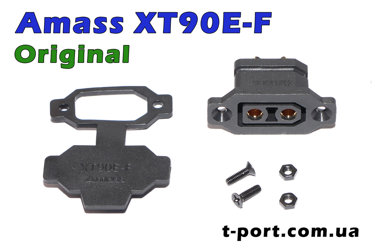Amass XT90E-F 45/90A Оригінал — Роз'єм-розетка врізна із заглушкою чорний (female/мама): продаж ...