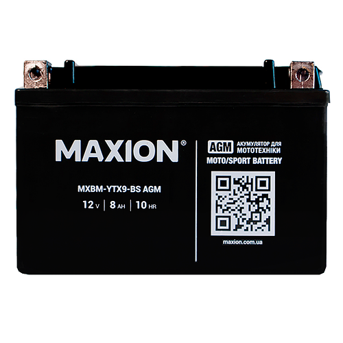 Мото акумулятор MAXION AGM MXBM-YTX9-BS 12V 9Ah 180A L+ MXBM-YTX9-BS ...
