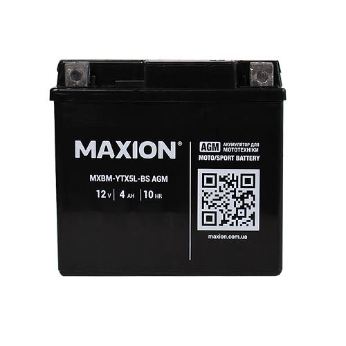 Мото акумулятор MAXION AGM MXBM-YTX5L-BS 12V 4Ah 70А R+ MXBM-YTX5L-BS ...