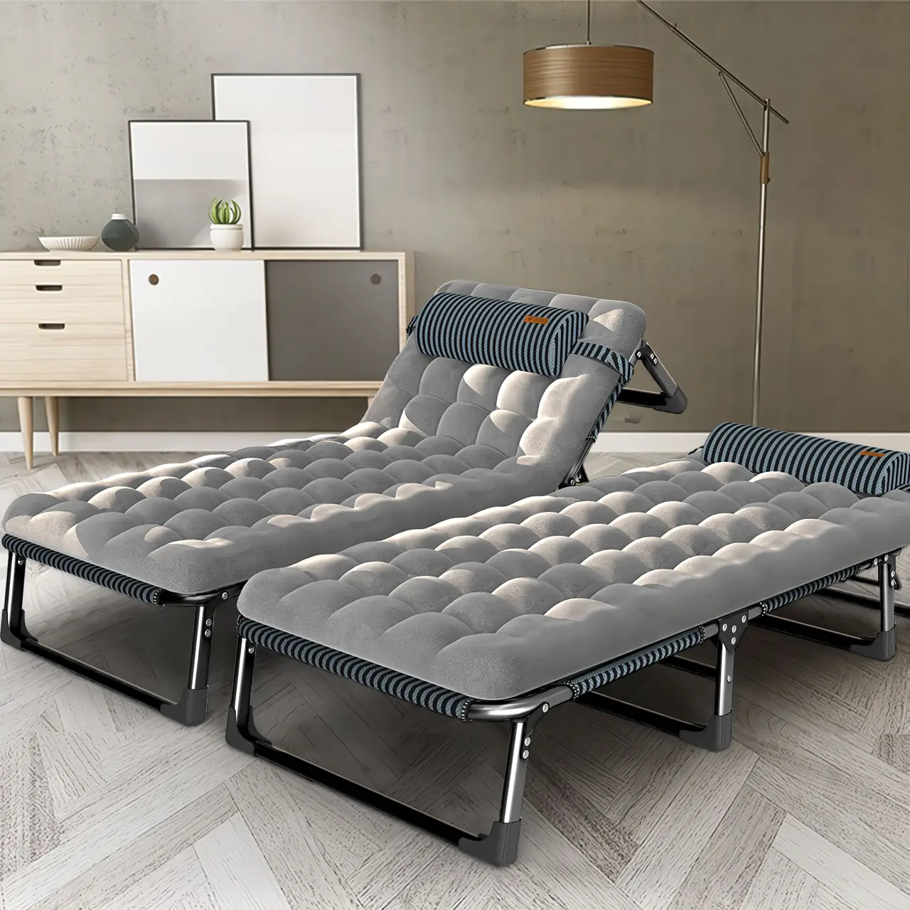 Розкладне ліжко з матрацом WCG FB-S01PP складана розкладачка шезлонг для відпочинку в будинку та ...