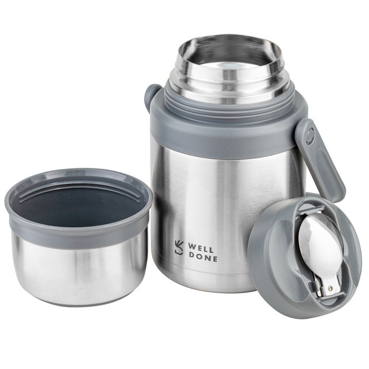 Термо бокс тройной Well Done WD-7131S 1 л, Термос пищевой с широким горлом QS-496 с отсеками (ID ...