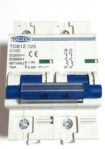 Автоматический выключатель 100A 600V DC 2P TOMZN TOB1Z-125-100 ...