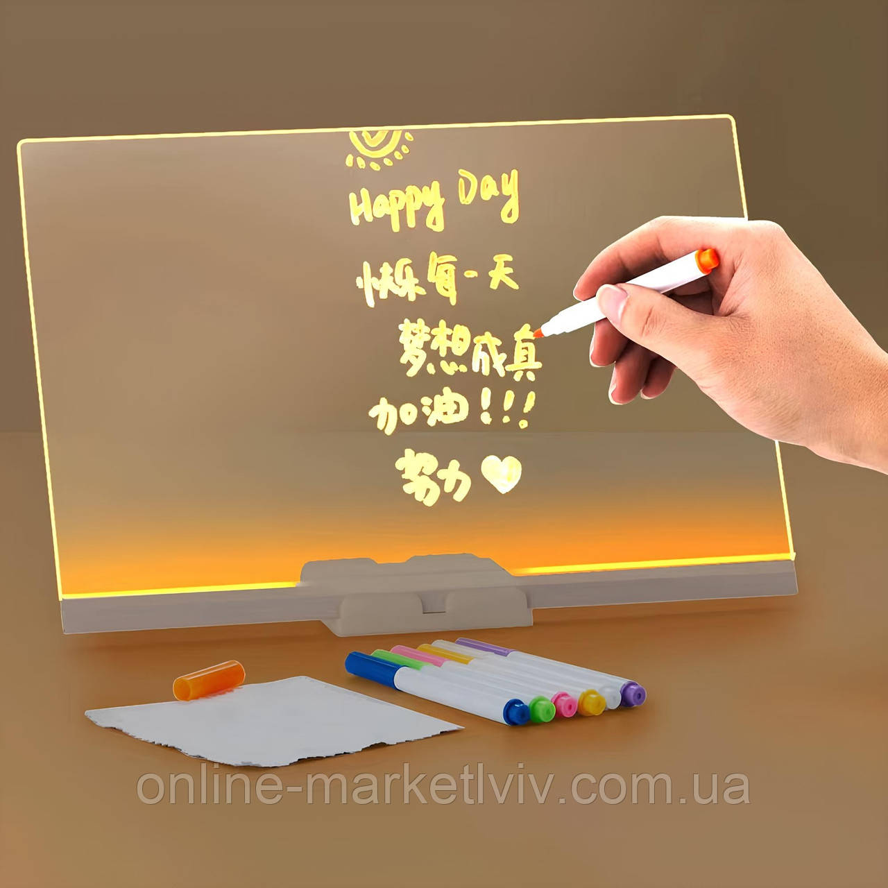Купить Ночник доска для заметок и рисования 30х20см, от USB / Ночник ...