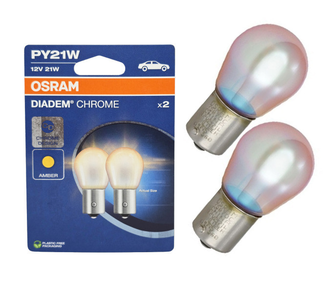 Автомобільні лампи Osram BAU15s PY21W Diadem Сrome 7507DC-02B блістер 12V 21W, ціна: 545 ...