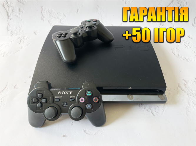 PlayStation 3 Slim на 500 Gb, Прошитая + 50 Игр, Два джойстика (ID ...