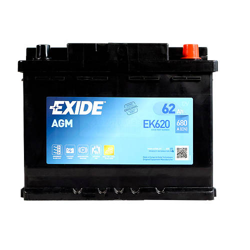 Автомобільний акумулятор EXIDE Start-Stop AGM (EK620) 62Аh 680A R+ ...