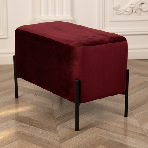 Мягкая банкетка пуф в прихожую 63*34*42 см велюровый бордовый, длинный ...
