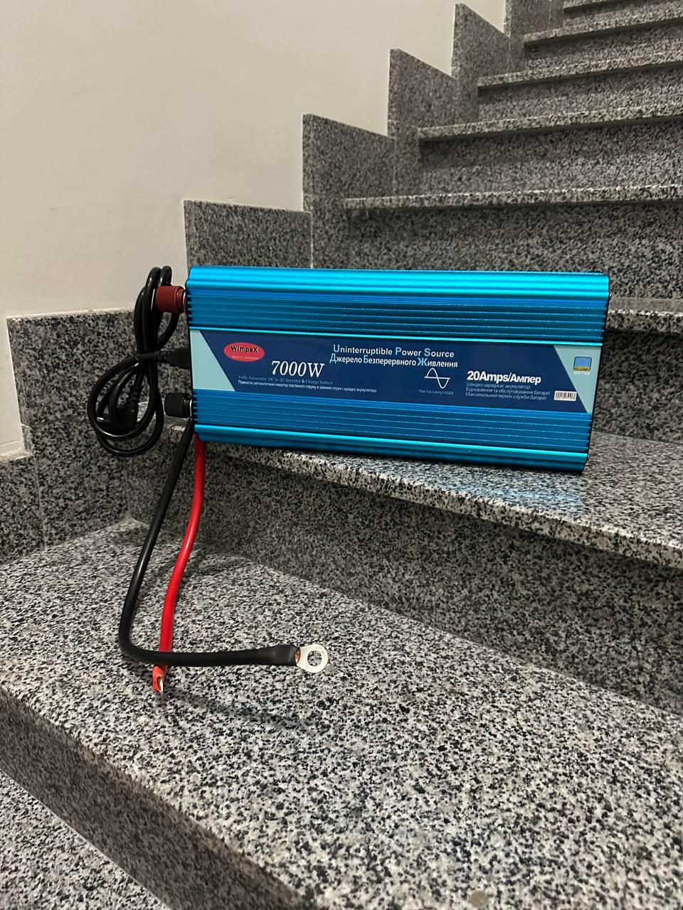 Потужний перетворювач Wimpex WX-7000 з чистою синусоїдою інвертор із зарядкою 12V-220V для дому ...