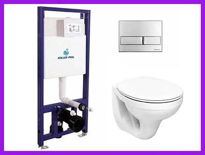 Инсталляция Koller Pool с клавишей + Безободковый унитаз Kvadro с ...