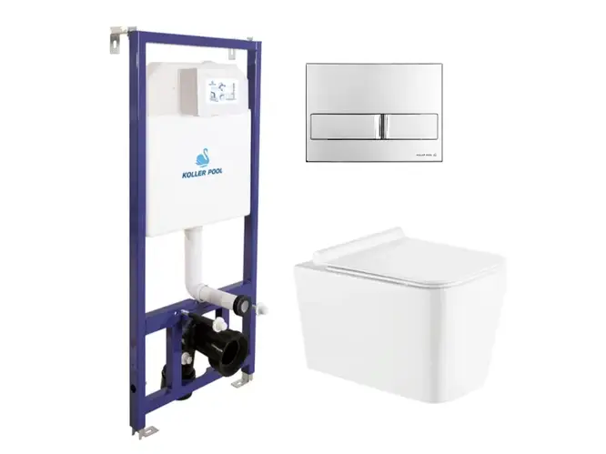 Інсталяція Koller Pool з клаішею + Безобідковий унітаз Kvadro з кришкою ...