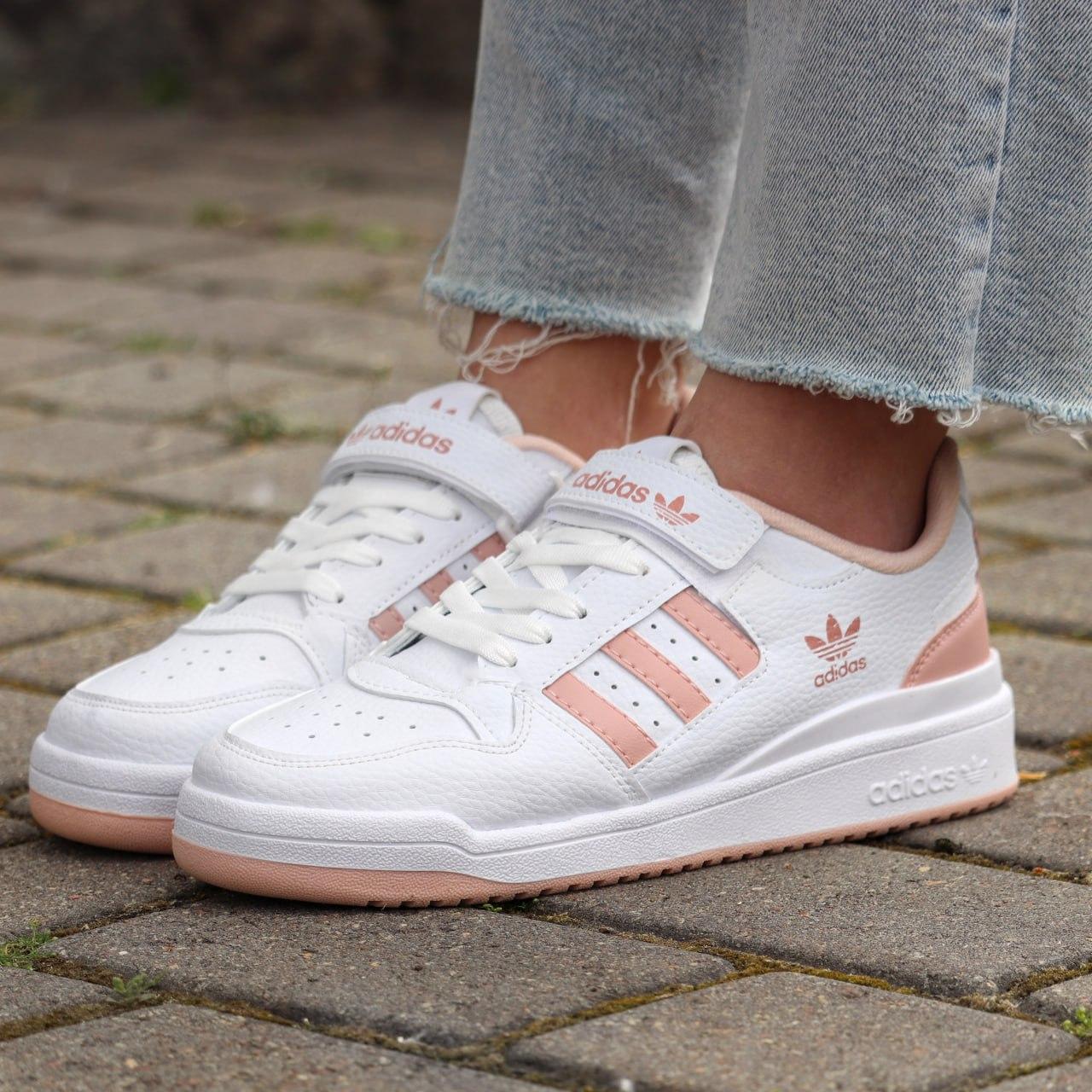 Женские кроссовки Адидас Форум Лов Adidas Forum Low White Pink Белый ...